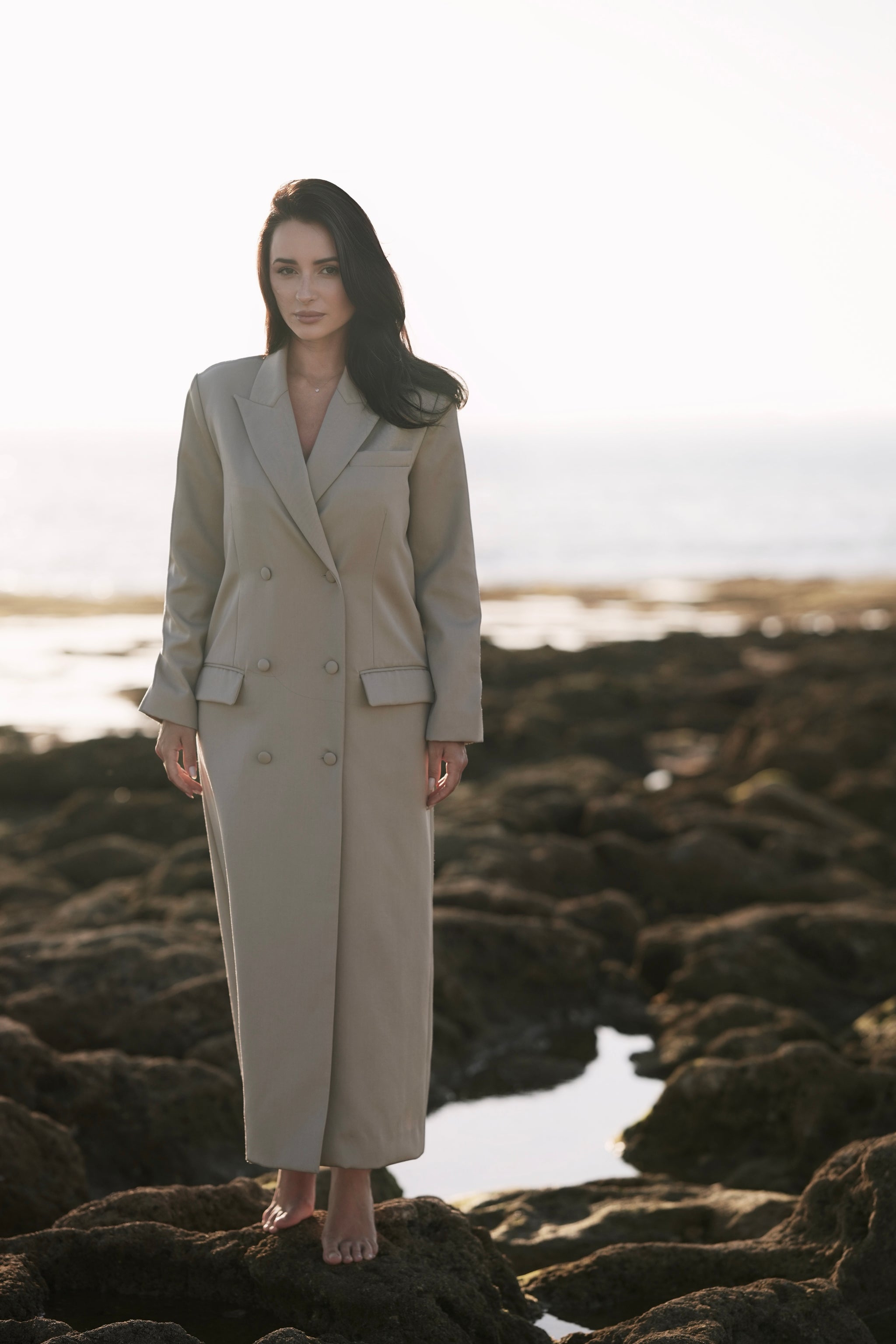 The Amelia Long Coat - Light Taupe